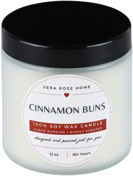 Amazon.com: Vera Rose Home Cinnamon Buns Candle Cinnamon Scented Soy ...