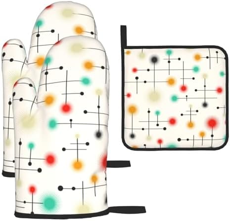 Amazon.com: Mid Century Fifties Modern Atomic Retro Oven Mitts and Pot ...