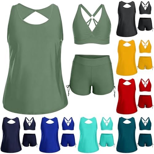 3 Piece Tankini Swimsuits for Women 2026 Athletic Swimwears Comfy Tank ...