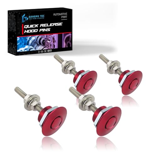 Gangmu Tec Pack of 4 Universal Aluminum Vehicle Hood Pins - License ...