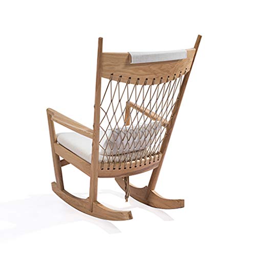 YYAPT-Y Modern Single Rocking Chair, Solid Wood Fabric Lounge Terrace ...