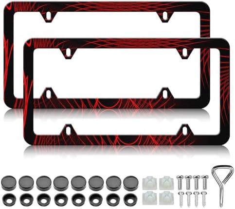 Amazon.com: HCSS Red Lines License Plate Frames - 2 Pack Black Red ...