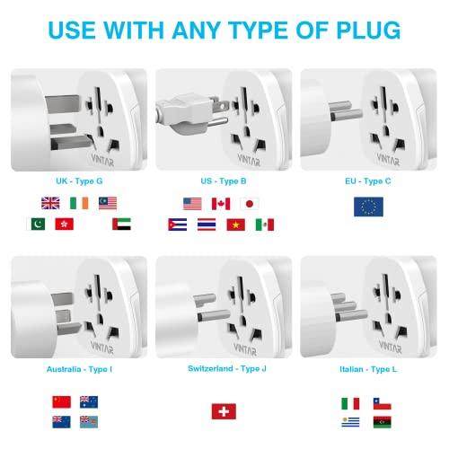 UK to India Plug Adapter, VINTAR 3 Pin India Travel Adapter, Type D ...