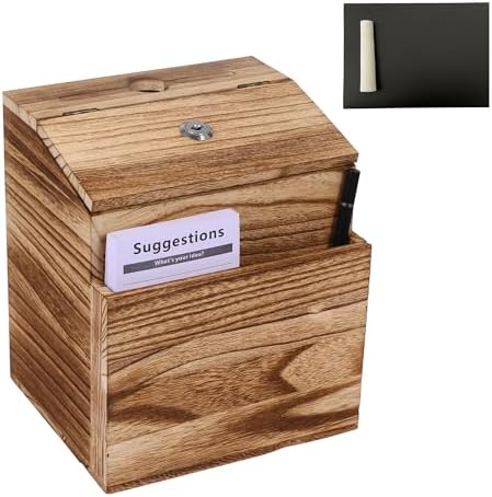 Amazon.com: Juvale Wooden Suggestion Box with Lock and Keys, Brown ...