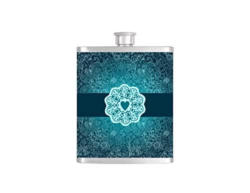 Amazon.com: Elegant Blue/Teal Heart Shape in Center Flask Bridesmaid ...