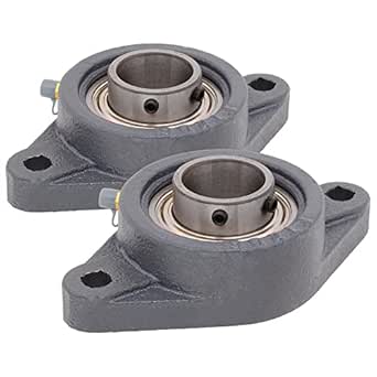 [2-Pack] SBFT206-20 - 2-Bolt Flange-Mount Ball Bearing Unit, Insert Bearing SB206-20, Cast Iron ...