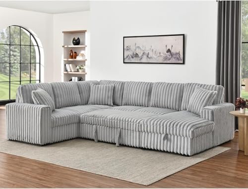 LUSPAZ 122 Inch Convertible U-Shape Sectional Sofa for Living room ...