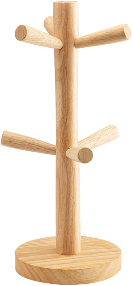 Amazon.com: Wooden Mug Holder Tree with 6 Hooks - Mug Stand and Rack ...