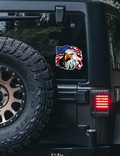 Amazon.com - Bald Eagle American Flag Vinyl Sticker Decal for Car Truck ...