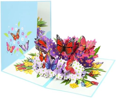 Dimeho Butterfly Flower Pop Up Cards 3D Popup Foldable Mother’s Day ...