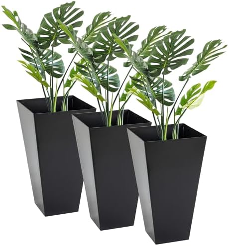 Outsunny 28" Tall Outdoor Planter, Set of 3 Large Taper Plastic Garden ...