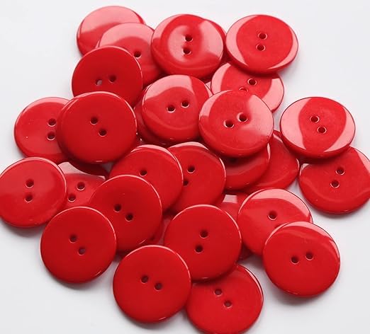 Dsigner Box 1 Inch Red Buttons Two Holes 25mm Resin Button for Sewing ...