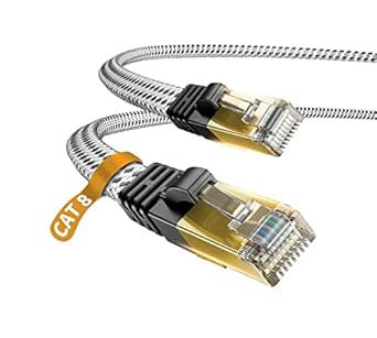 Cat 8 Ethernet Cable, DanYee Nylon 15ft CAT8 High Speed Professional Gold Plated Plug STP Wires ...