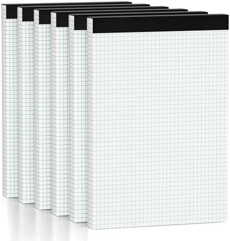 Amazon.com : 6 Pack Graph Paper Pad Quad Ruled, 4x4 Quad 8.5 x 11.75 ...