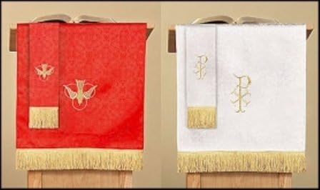 Reversible Jacquard Red & White Pulpit Scarf with Dove at Amazon Women ...