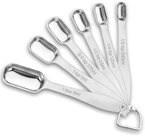 Amazon.com: Measuring Spoons Set of 6, Stainless Steel Long Handle ...