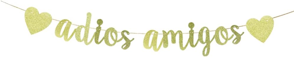Amazon.com: TENNYCHAOR Adios Amigos Gold Glitter Banner, Farewell ...
