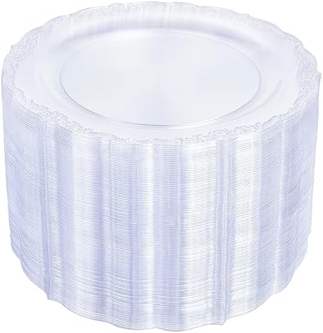 Amazon.com: Clear Round Disposable Plastic Plates - 10.25" (Pack Of 50 ...