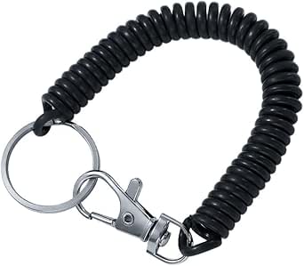 Black Spiral Stretch Keychain Elastic Spring Rope Key Ring, Anti-lost ...