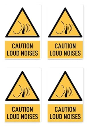 Stickers: 150 x 100 mm, Pack of 4 – Warning Loud Sounds – Warning Sign ...