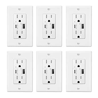 USB C Outlet, Greencycle Type C Outlet, USB Outlets Receptacles with ...