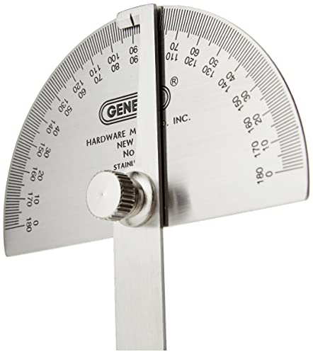General Tools 18 Round Head Stainless Steel Angle Protractor, 0 to 180 ...