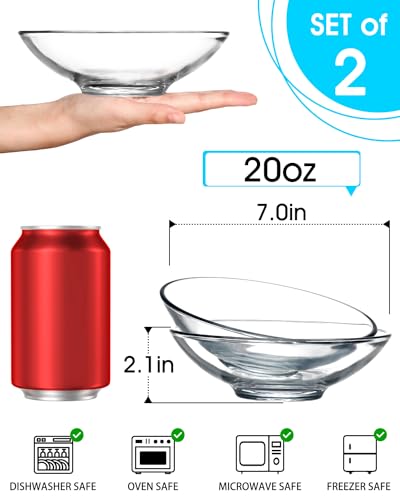 Snapklik.com : 2 Pack 7 Inch Tempered Glass Bowls, Glass Salad Bowls ...