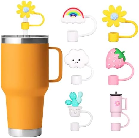 Amazon.com: ZIZAISM 6Pcs Straw Cover Cap for Yeti Rambler Tumbler Cup ...