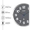Amazon.com: Sharp Atomic Analog Wall Clock - 12" Grey Face, Silver ...