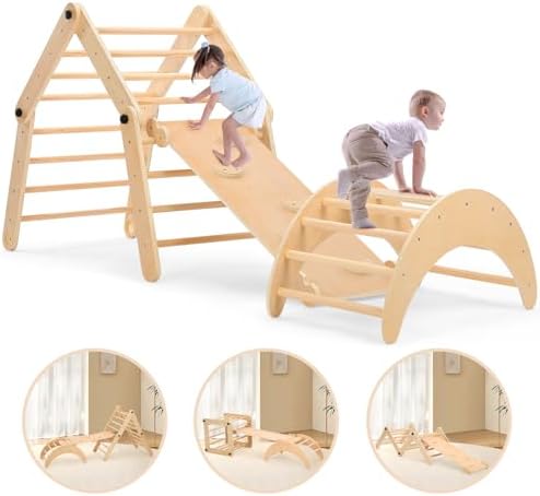 Amazon.com : GROWGO Pikler Triangle Climber with Ramp - Toddler ...