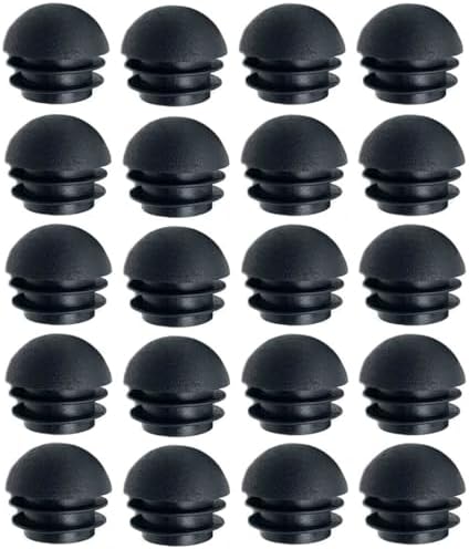 Blulu 20 Pieces 1 Inch Round Black Plastic End Caps Plugs Chair Leg ...