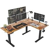 Amazon.com: FEZIBO Triple Motor L Shaped Standing Desk with LED Strip ...