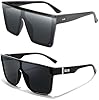 Amazon.com: FEISEDY Oversized Sunglasses Mens Womens Flat Top Square Trendy Visor Shades UV400 ...