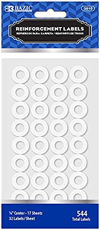 Amazon.com : BAZIC Reinforcement Label Round 1/4", Hole Reinforcements ...