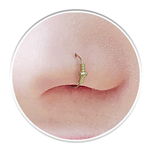 Amazon.com: 24G Thin and Tiny Nose Ring With Small Bead - 14k gold ...