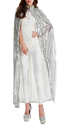 Women Girls Bling Bling Cape Cloak Fancy Dress Up Shiny Cape Halloween ...