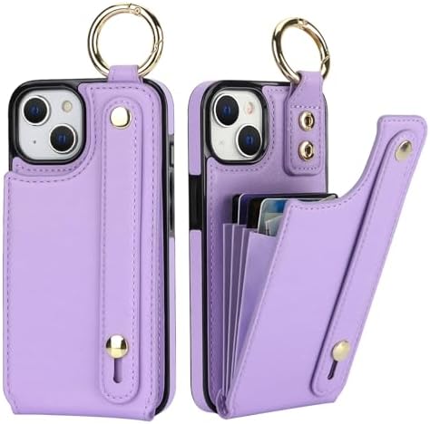 Amazon.com: Folosu for iPhone 13/14 Wallet Case with Card Holder, Hand Wrist Strap Loop Holder ...
