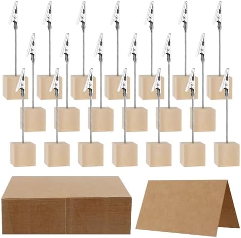 YUENPUN 30 PCS Picture Clip Stand, Photo Clips Holder with 45 Kraft ...