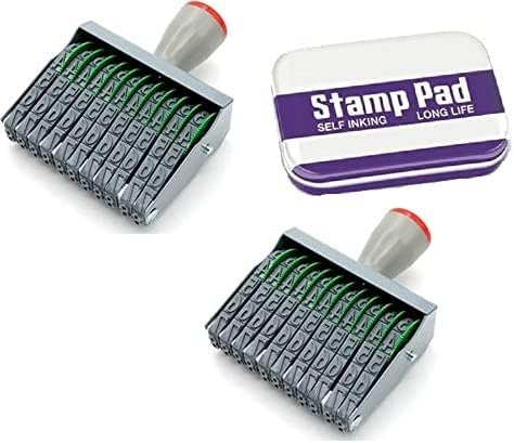 Dinojames Manual Number Stamp 12 Digits Rolling Bands (Pack of-2 Stamp ...