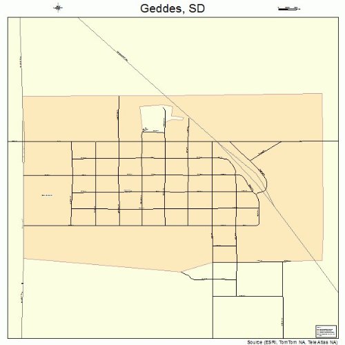 Large Street & Road Map of Geddes, South Dakota SD - Printed poster ...