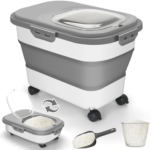 Amazon.com: Rice Storage Container, 20-30Lbs Airtight Large Dog Cat ...