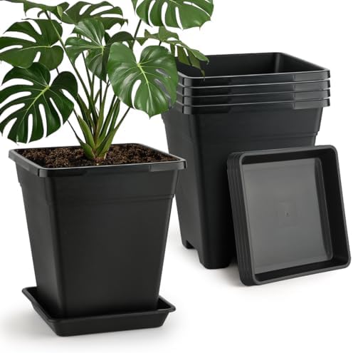 Amazon.com: The HC Companies Eclipse Square Plastic Planter w/Attached ...