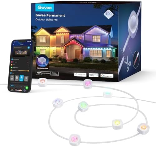 Govee Permanent Outdoor Lights Pro 30m, with 60 RGBIC Warm Cold White ...
