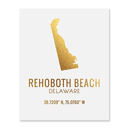 Amazon.com: Rehoboth Beach Gold Foil Wall Sign Decor New Home Gift ...