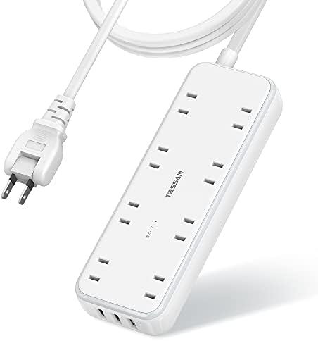 Amazon.co.jp: Power Strip with USB Extension Cord, 9.8 ft (3 m), 8 AC ...