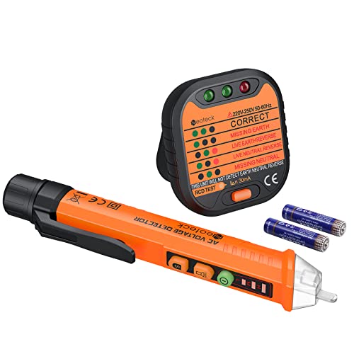 Neoteck Electrical Socket Voltage Tester Pen Kit Included Non-Contact ...