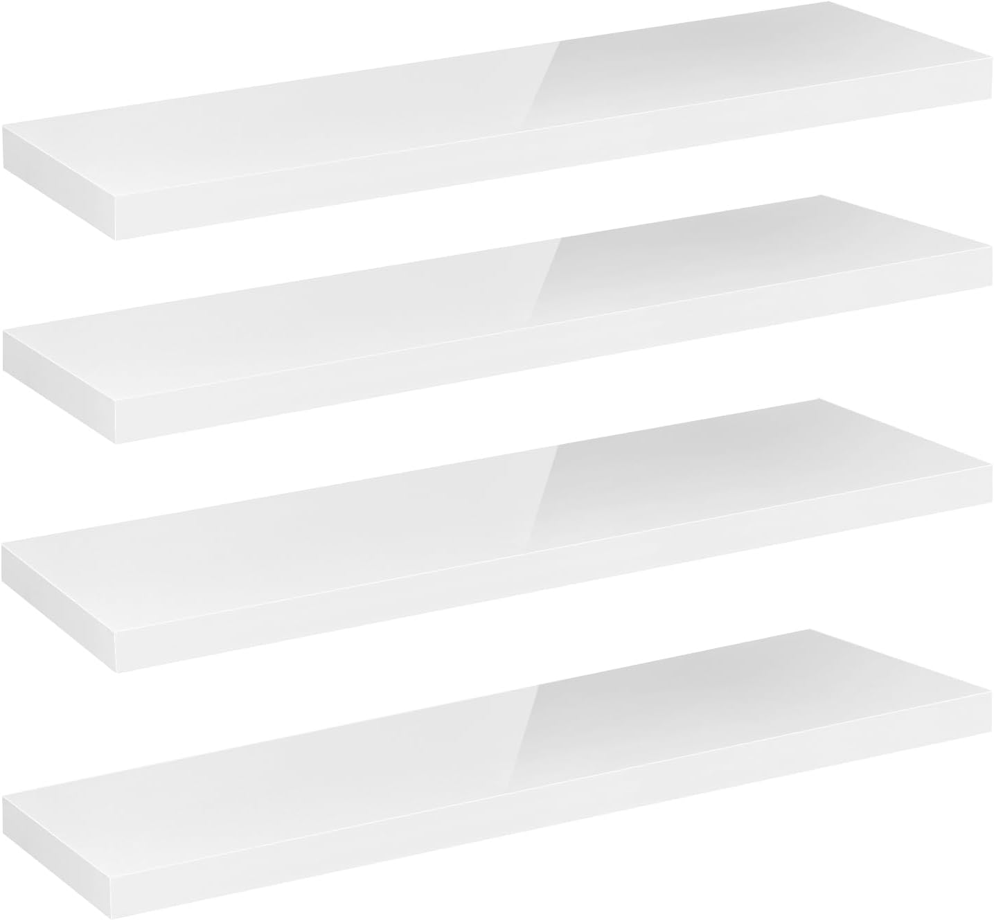 eSituro Wall Shelf, Set of 4, White Gloss Wall Shelf, Floating Shelf ...