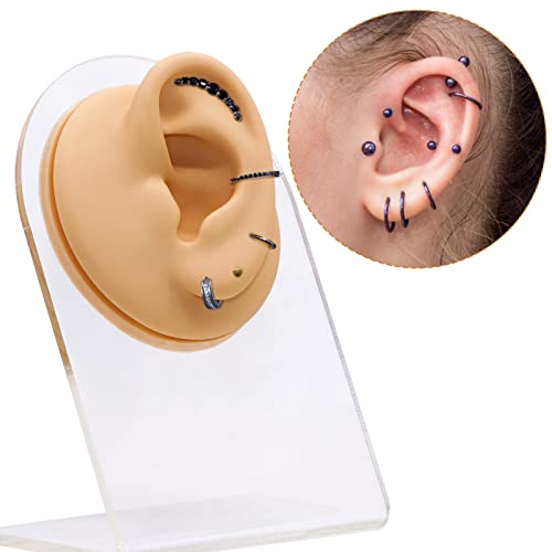 Gonryun Body piercing practice Kits, Left Ear Soft Silicone Model ...