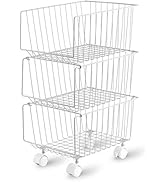 Amazon.com: Rolling Stackable Storage Bin, Modern 4 Tiers Basket with ...
