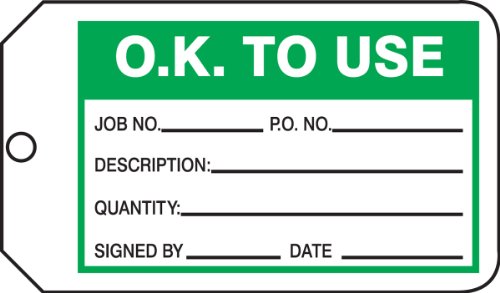 Accuform MMT325CTP Production Control Tag, Legend"O.K. to USE", 5.75 ...